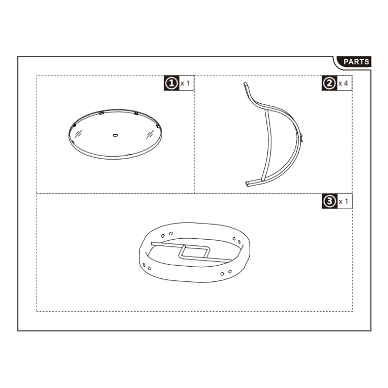 Tempered Glass Round Table with Parasol Hole Assembly Manual (SKU: 84G ...